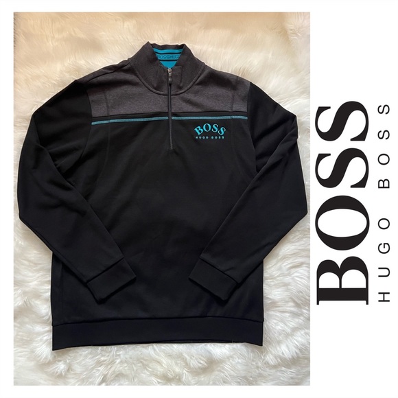 Hugo Boss | Sweaters | New Boss Hugo Boss Logo Zip Neck Sweater | Poshmark